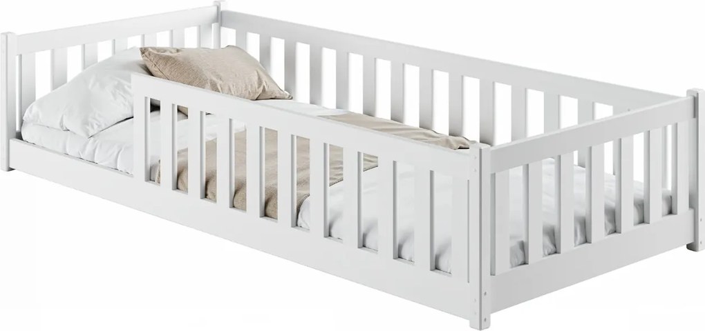 Dětská Montessori postel z masivu borovice BETTY - 200x90 cm - BÍLÁ