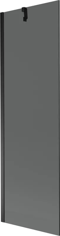 Mexen Next, vanová zástěna 1-křídlová 60 x 150 cm, fixní křídlo, 6 mm šedé sklo, černý profil, 895-060-000-00-40-70