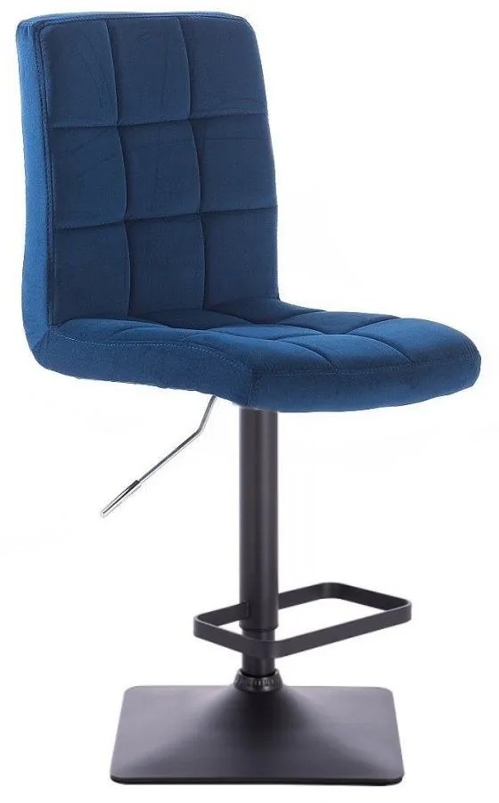 LuxuryForm DESIGN Barová židle TOLEDO VELUR na černé hranaté podstavě - modrá