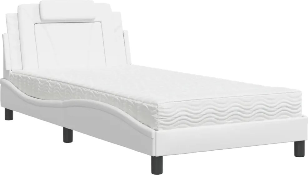 Postel Viana s matrací bílá 100 x 200 cm umělá kůže 3208776