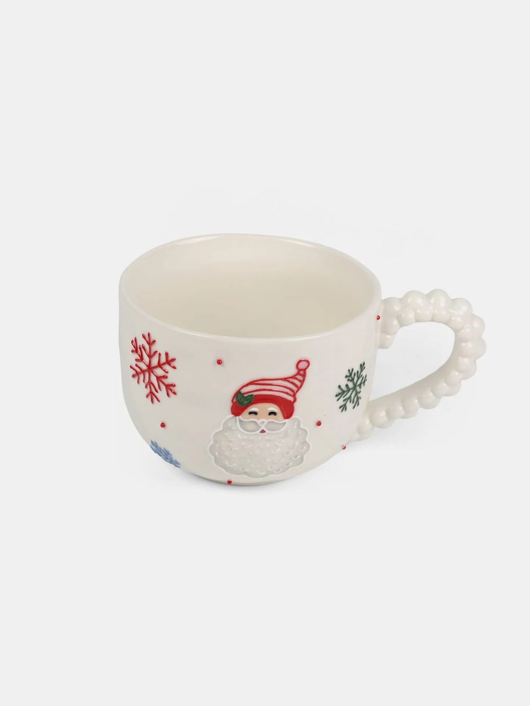Sinsay - Vánoční keramický hrnek s motivem Santa Clause - bílá