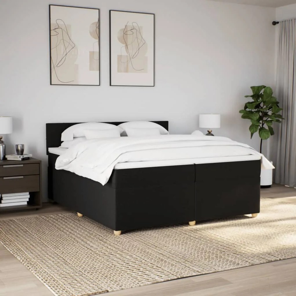 Box spring postel s matrací černá 200x200 cm textil 3289089