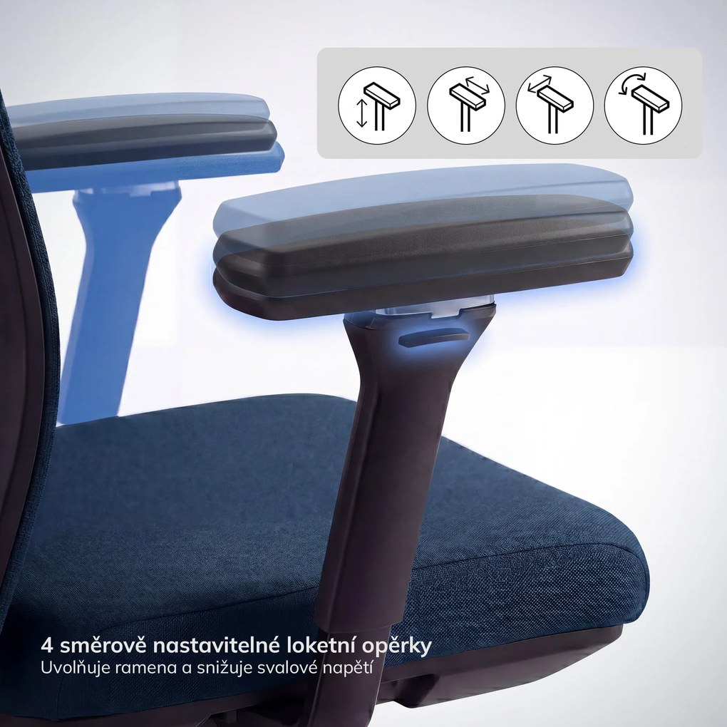 Ergonomická otočná kancelářská židle, tmavě modrá: VECTOR