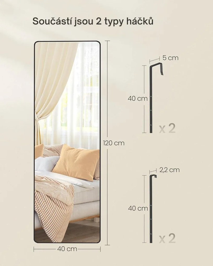 Obdélníkové zrcadlo FERRA, 120x40cm, černá SongmicsHome