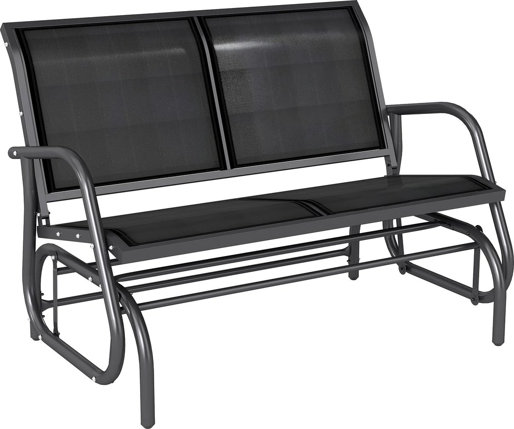 Outsunny Zahradní Houpací Lavice pro Dva s Houpacím Mechanismem - Kovová Houpací Lavice s Nosností až 200 kg, Zahradní Nábytek pro Zahradu, Terasu, Ve