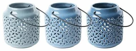 Esschert Design ESSCHERT DESIGN Lucerna na čajovku, keramika, pr. 9,9 cm BALENÍ OBSAHUJE 3 KUSY! | pomněnková modrá
