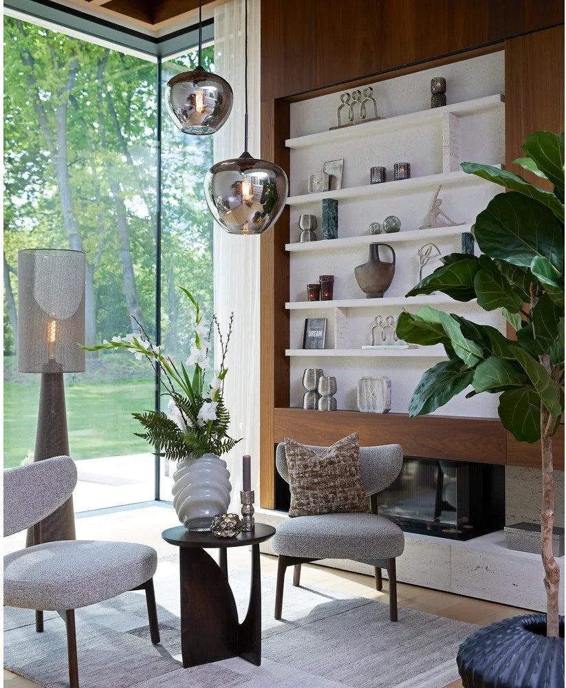 Hnědá stojací lampa s textilním stínidlem (výška 180 cm) Micky – Light & Living