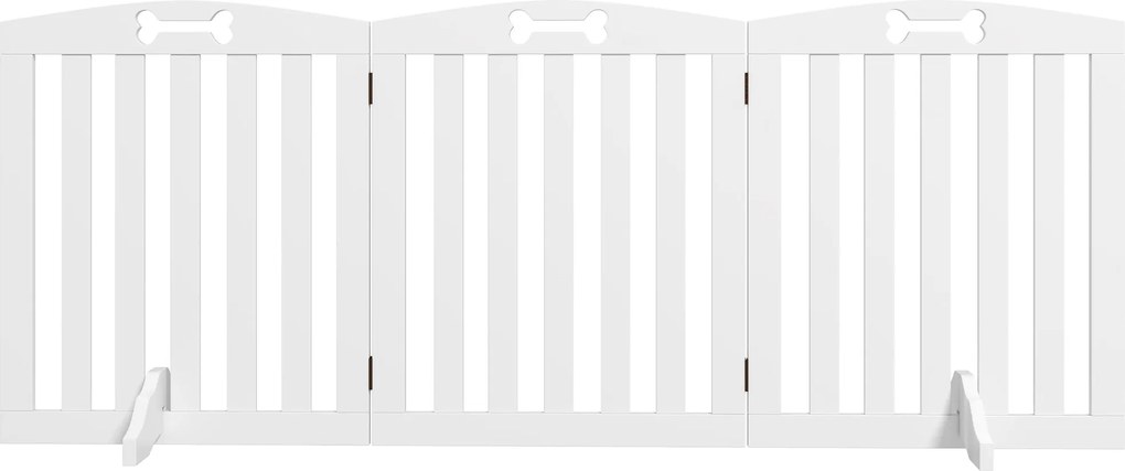 PawHut Psí Zábrana 3 kusy, 155 x 61 cm Skládací Zábrana s 2 Podporovními Nohami, Samostatně Stojící Psí Brána, Zábrana pro Schody pro Střední Psy, do