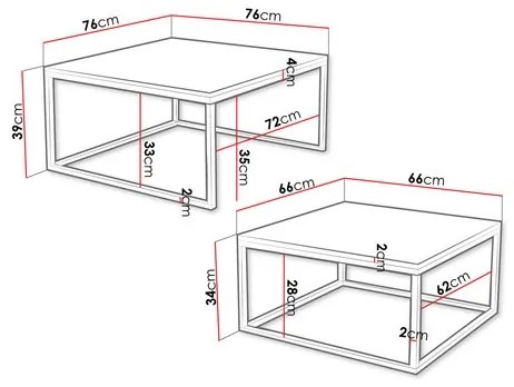 SADA 2x Konferenční stolek DUAL černá/zlatá
