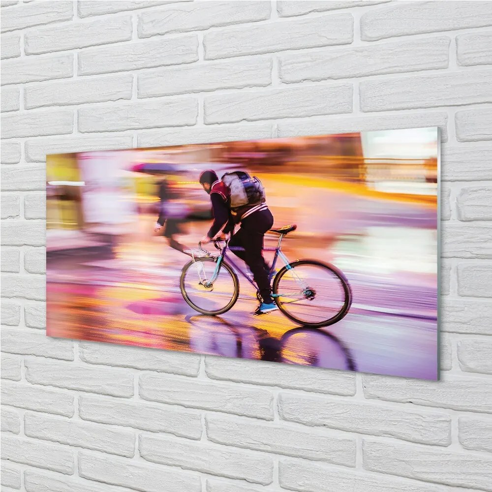 Obraz na skle Bike světla muže 100x50 cm