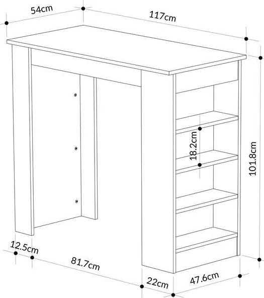 Barový stůl Houseland Swallow antracitově šedý/bílý