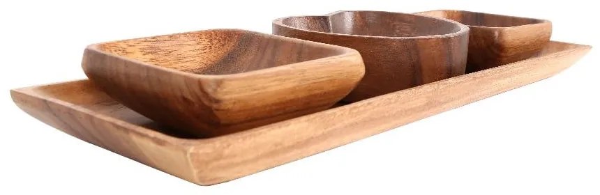 Hnědé dřevěné servírovací misky v sadě 4 ks Kora – Premier Housewares