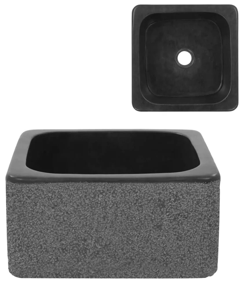 Umyvadlo - říční kámen - černé | 30x30x12 cm