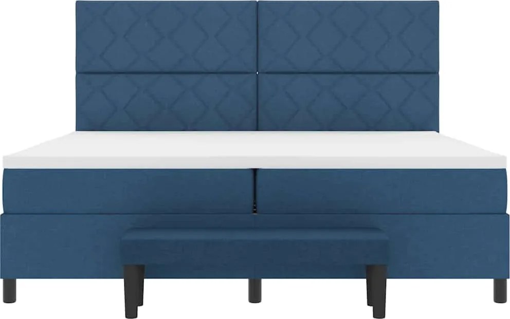 Postel s boxspringem s matrací s čelo Modrá 200 x 200 cm textil 3344176