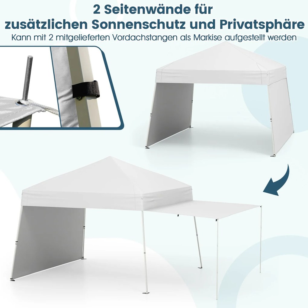 Costway Výsuvný pavilon s 2 přestavitelnými bočními stěnami na bílou markýzu
