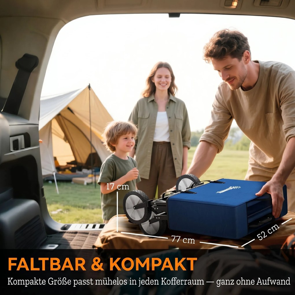 Outsunny Skládací zahradní vozík 360° Transportní vozík Plážový vozík s ocelovým rámem Oxford 93 x 49 x 75-100 cm | Aosom.de