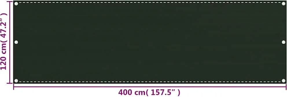 Balkónová zástěna tmavě zelená 120 x 400 cm HDPE 310977