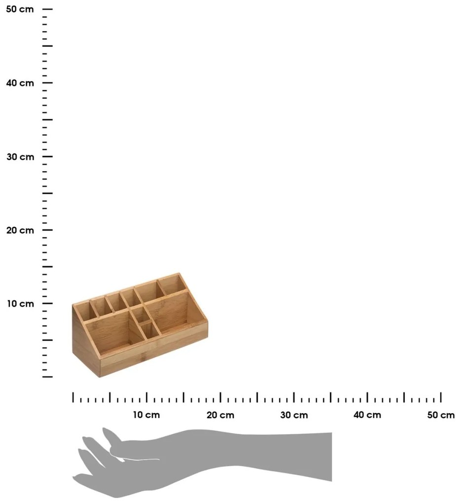 Kosmetický organizér Woody 10 přihrádek bambus