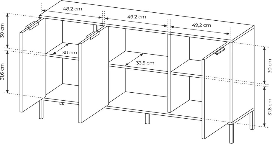 LARS a | komoda 153 3D | 153,1 cm | antracit