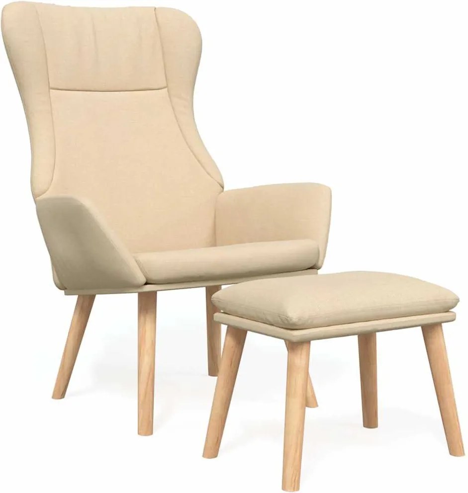 Relaxační křeslo s podnožkou krémové textil 3097884