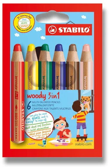 Pastelky Stabilo Woody 3 in 1 - 6 barev