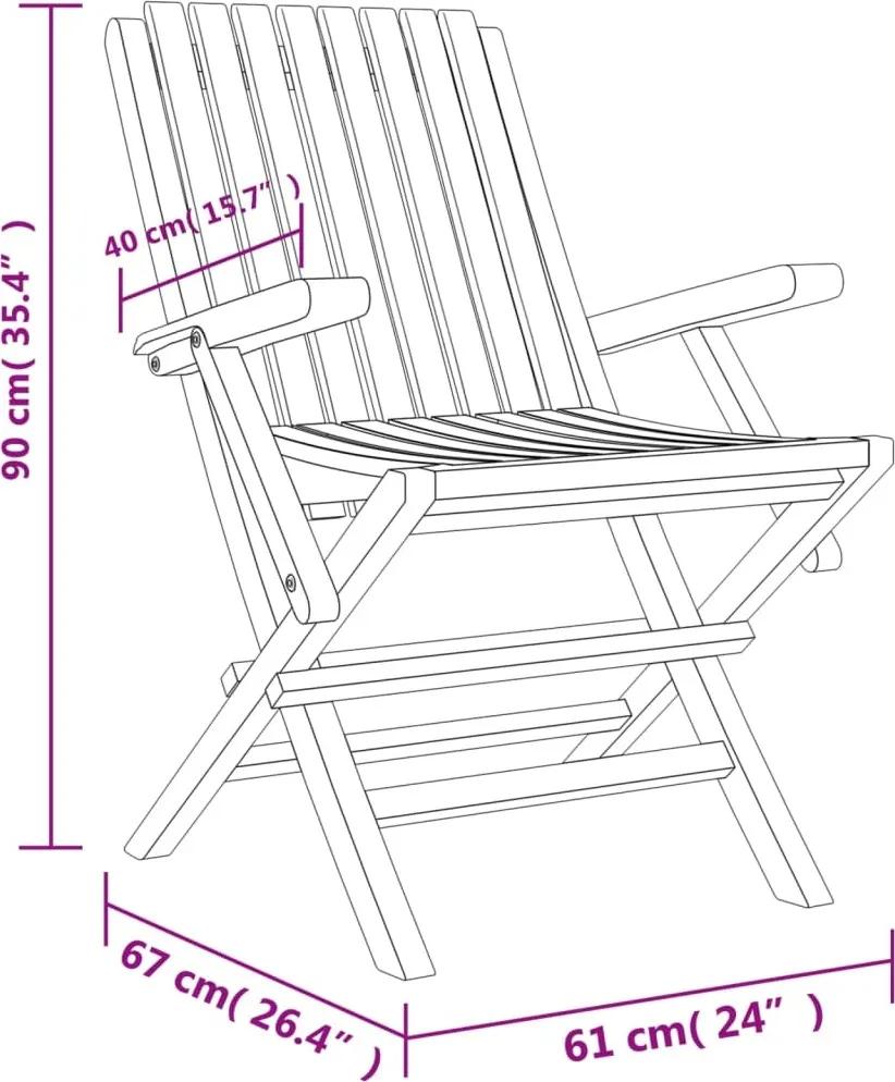 vidaXL Skládací zahradní židle 2 ks 61x67x90 cm masivní teakové dřevo [362758]
