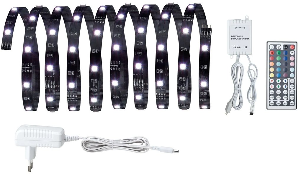Paulmann 70430 ECO Basic Set, LED pásek s trafem a dálkovým ovladačem, 19W LED RGB, 300cm