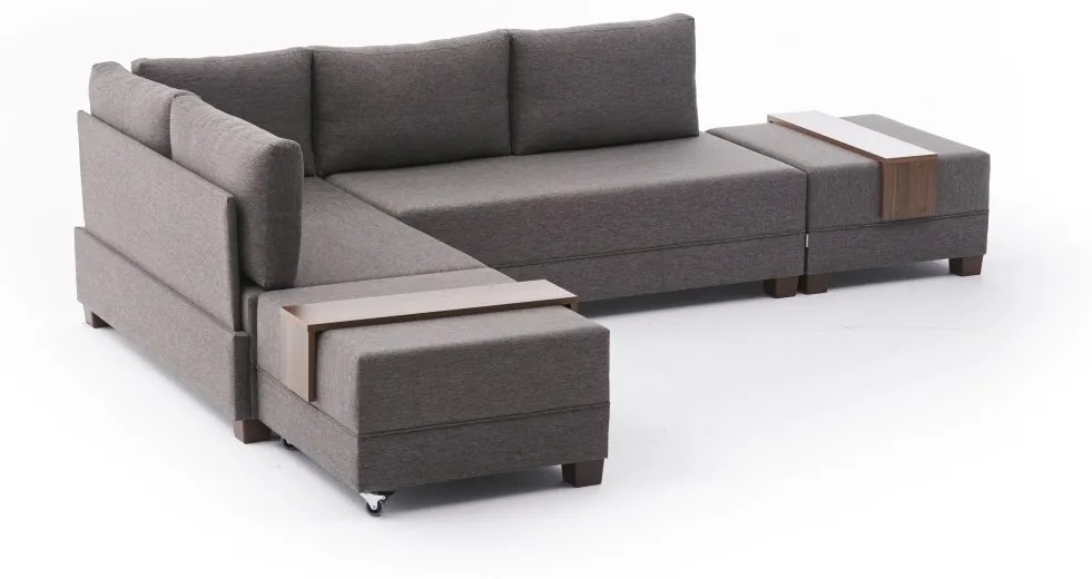 Atelier del Sofa Rohová sedací souprava Fly Corner Sofa Bed Left - Brown, Hnědá