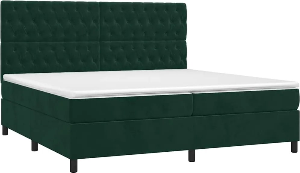 Box spring postel s matrací tmavě zelená 200x200 cm samet 3143226