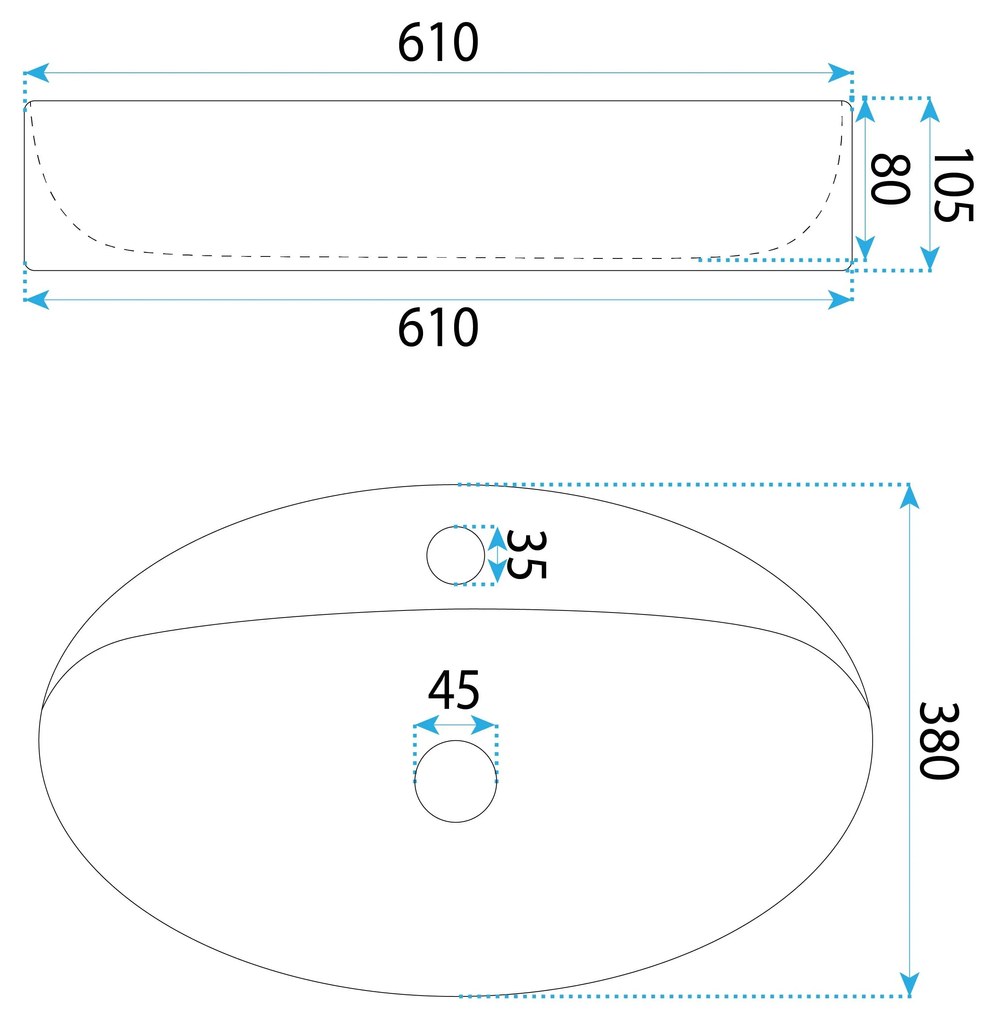 Keramické umyvadlo na desku REA Nastazja 61x37,5 cm bílé