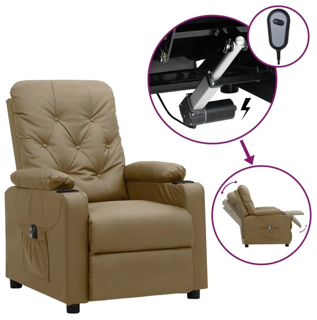 Elektrické polohovací křeslo cappuccino umělá kůže 3098865
