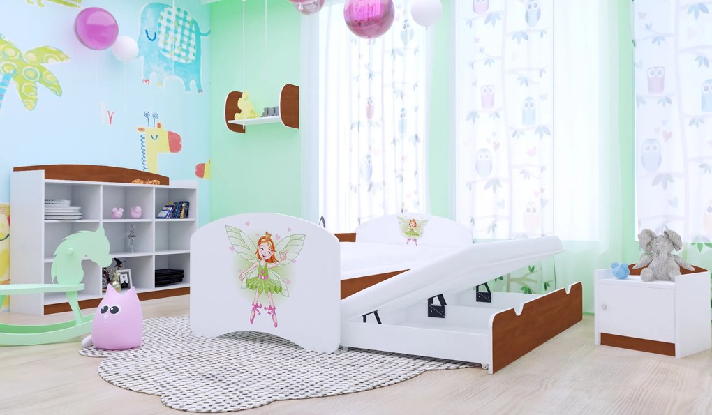 Svět pokojů Dětská postel Kevin pro dvě děti - zelená čarodějka + matrace zdarma Barva: Oranžová, Rozměr: 160x80 cm, Zábrana: NE