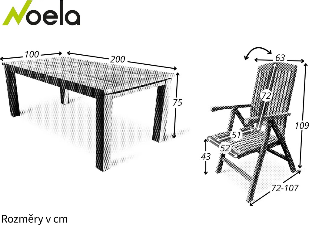Noela Zahradní nábytek America teak set 1+6