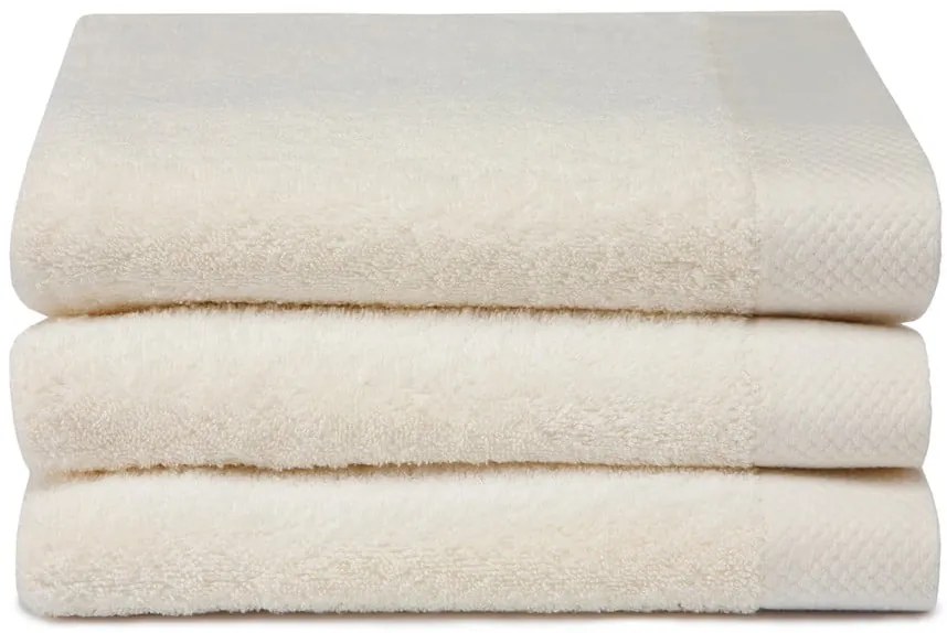 Sada 3 krémovově bílých ručníků z organické bavlny Seahorse Pure, 60 x 110 cm