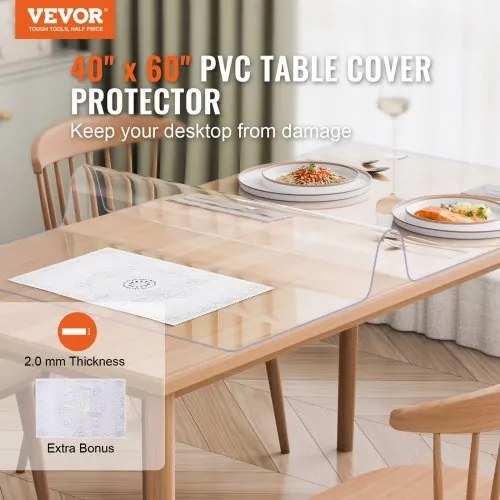 PVC chránič stolu 101,6 × 152,4 cm průhledný plastový tloušťka 2,0 mm