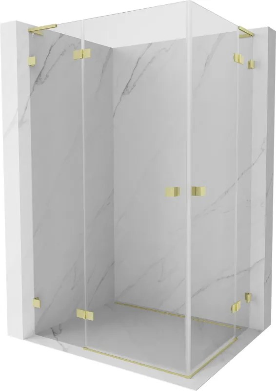 Mexen Lunar, L Duo výklopný sprchový kout 85 x 80 cm, 8mm čiré sklo, zlatý kartáčovaný - 834L-085L-080P-55-00