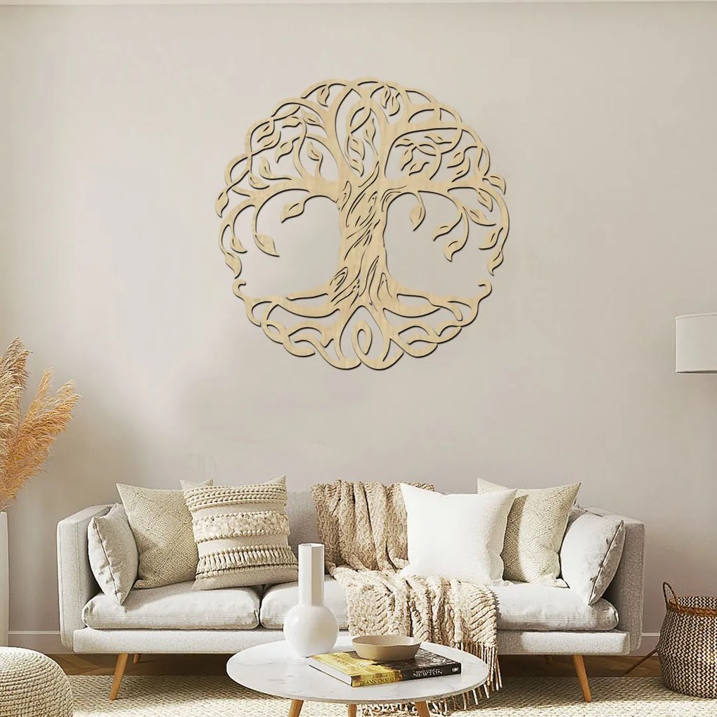 dřevo života Dřevěný strom na zeď MYRDINN Zvolte barvu dekoru: Třešeň, Zvolte rozměr Ø (cm): 60