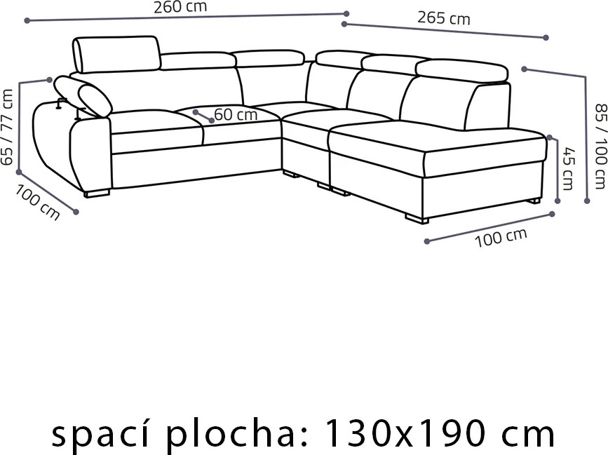 Sedací souprava BASTON | 260x265 cm | rozkládací + úložný prostor | VÝBĚR TKANIN