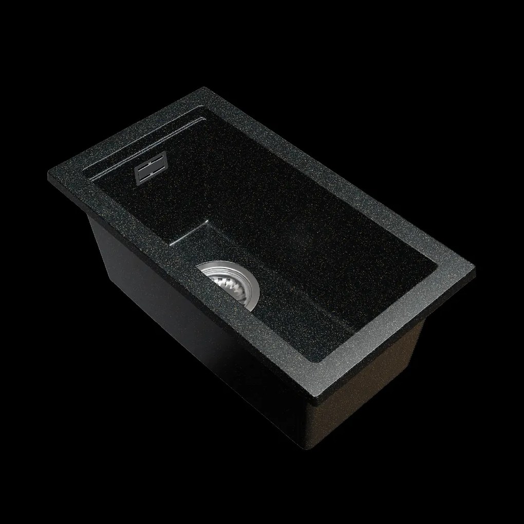 Gamma Decor 2850, 1-komorový granitový dřez 280x500x207 mm, černá se zlatými body, GMA-ZLE000177