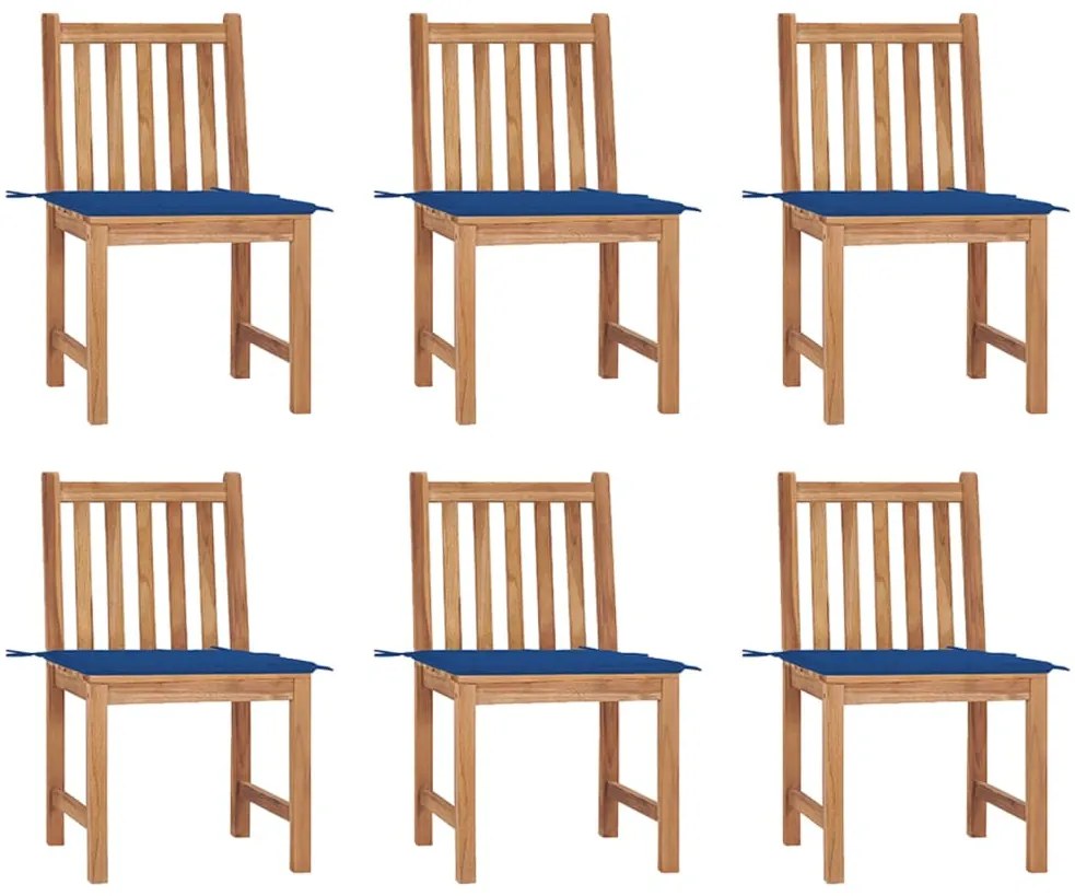 Zahradní židle 6 ks s poduškami masivní teak 3073125