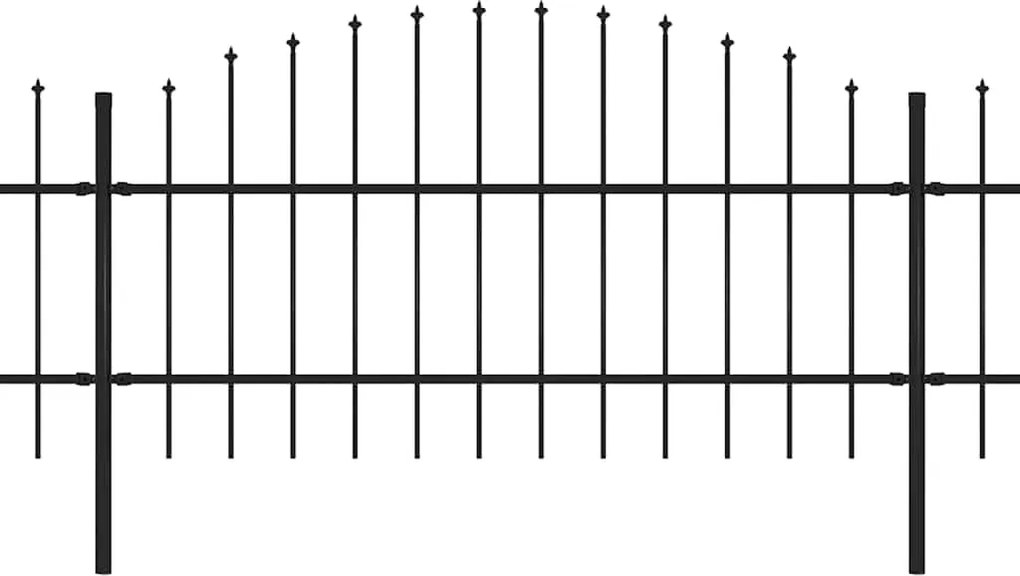 Zahradní plot s kopím nahoře ocelový 1673 x 100 cm černý 277721