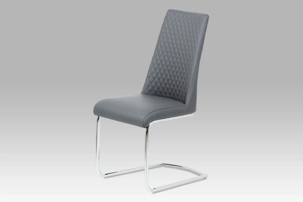 Artium Jídelní židle koženka šedá / chrom - HC-701 GREY | BIANO