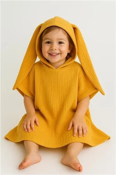 Dětské mušelínové pončo New Baby Feeling světle šedé 35 cm velikost XS