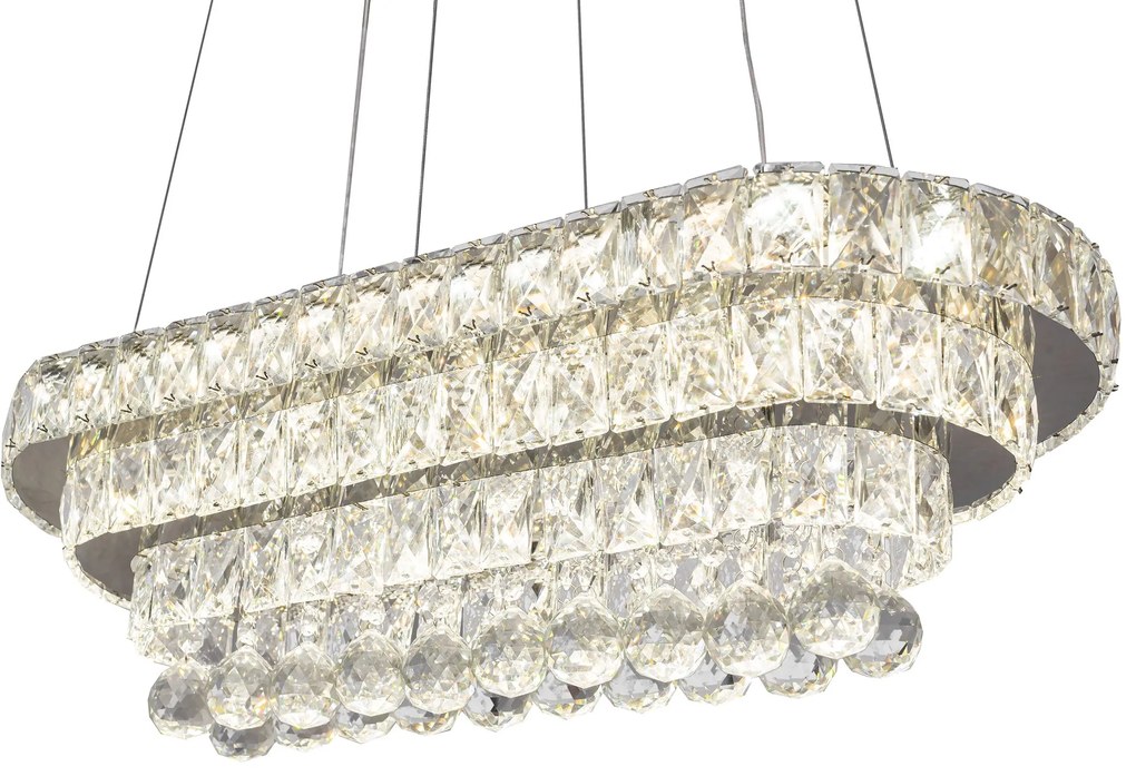Toolight, Křišťálové závěsné stropní svítidlo LED 102W + dálkové ovládání APP417-CP, chromová, OSW-65015