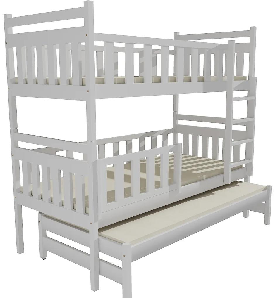 Patrová postel s výsuvnou přistýlkou PPV 008 90 x 190 cm - bílá
