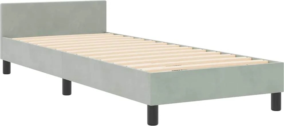 Postel s boxspringem s čelo Světle šedá 80 x 200 cm samet 3344837