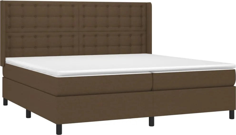 Box spring postel s matrací a LED tmavě hnědá 200x200 cm textil 3138664