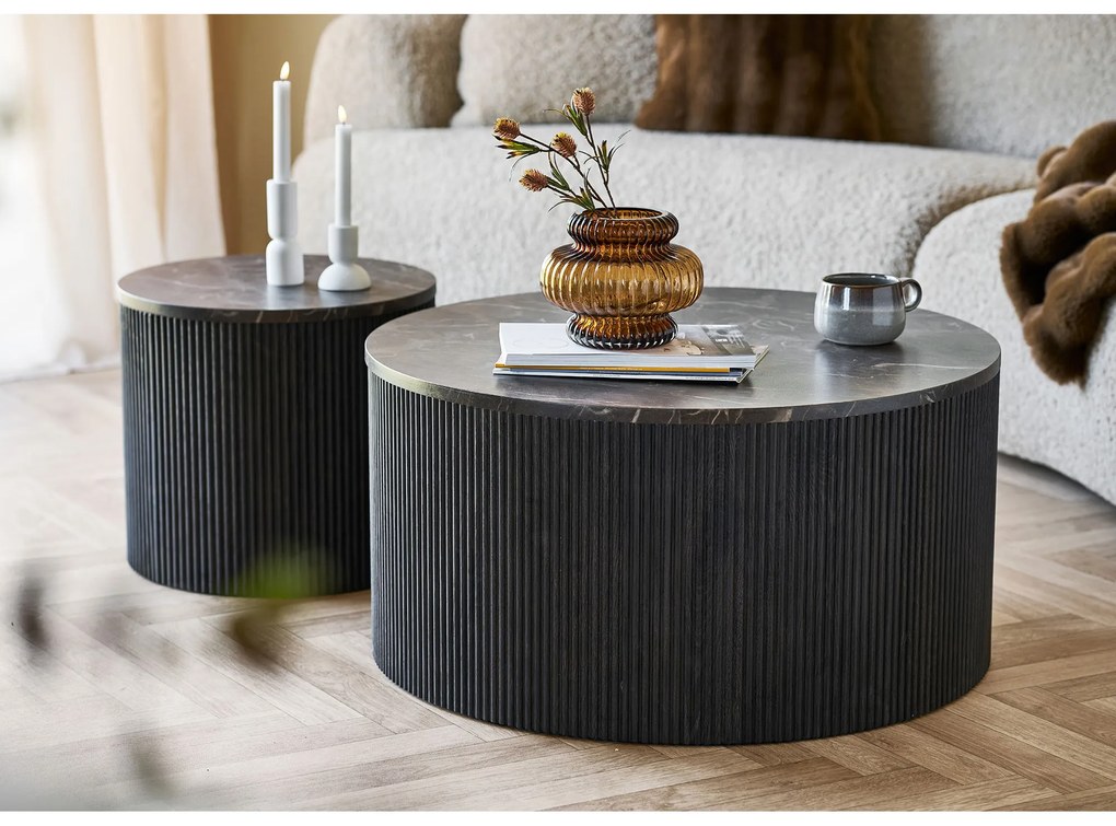 House Nordic Konferenční stolek ROTA hnědý mramor ø80 cm