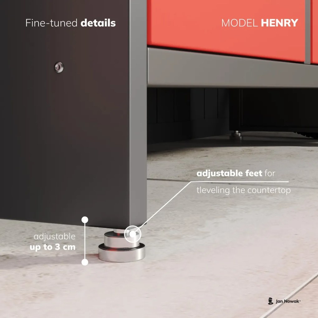 Pracovní stůl se zásuvkami a skříňkou HENRY, 1700 x 850 x 600 mm, antracitově modrý