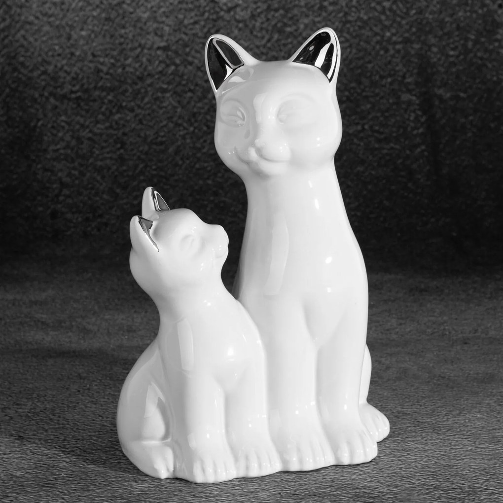DEKORAČNÍ FIGURKA CAT 15X11X22 CM BÍLÁ